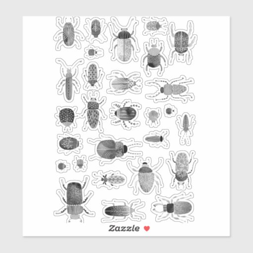 Ink Bug and Beetle Insect Sticker | Zazzle