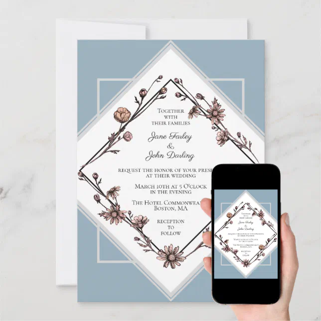 Ink Drawn Daisies Wedding Invitation | Zazzle