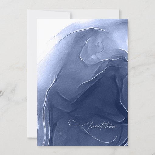 Ink Flow Wedding Blue ID762 Invitation | Zazzle