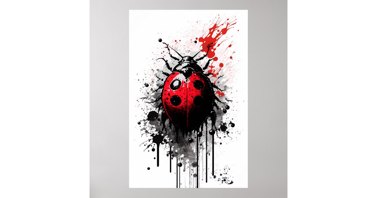 Ink Ladybug Painting Poster | Zazzle