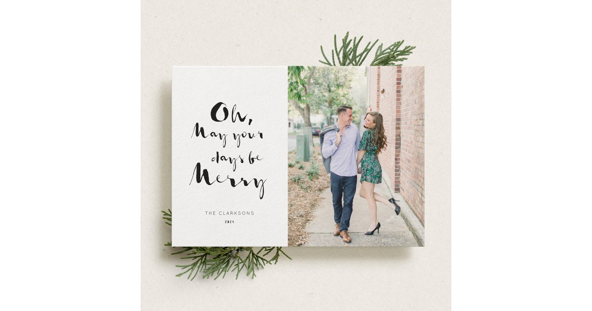 Ink Pen Holiday Photo Card | Zazzle