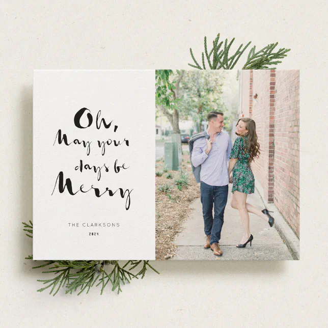 Ink Pen Holiday Photo Card | Zazzle