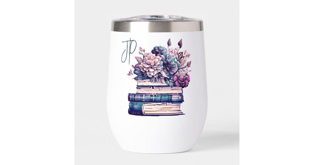 Ink Runs Deep Quote | Book Lovers Monogrammed Thermal Wine Tumbler | Zazzle