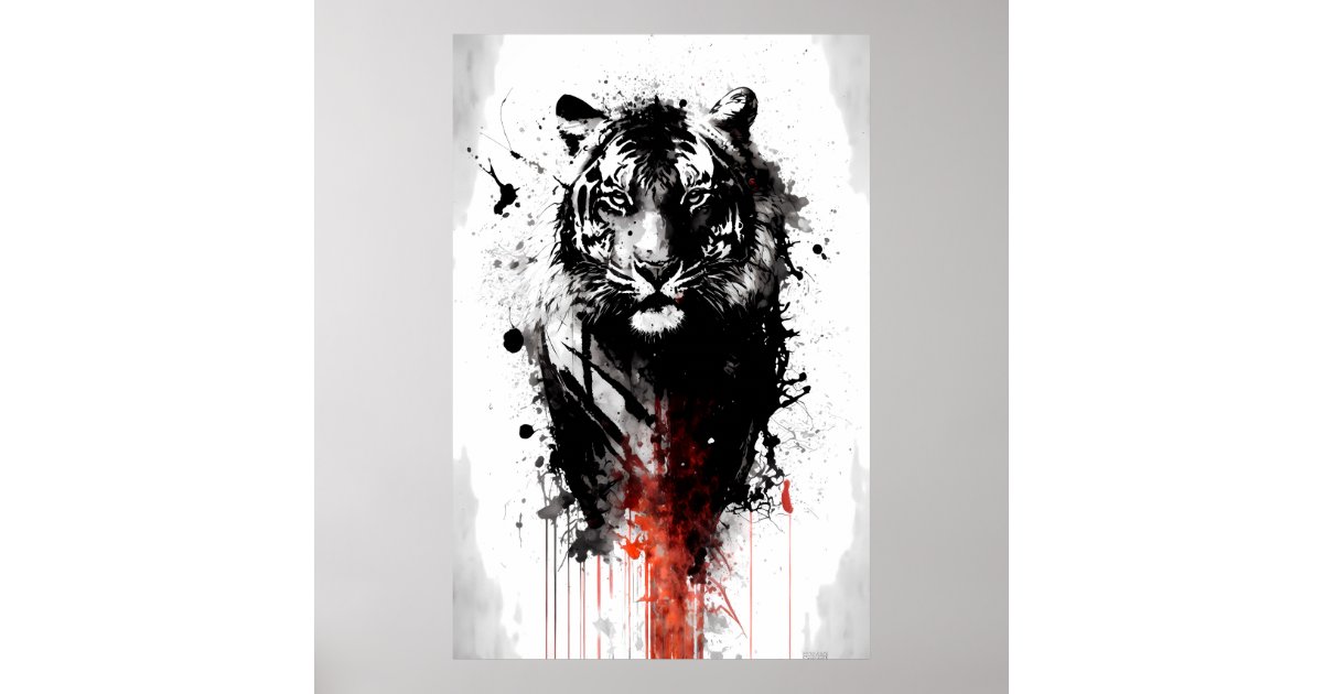 Ink Tiger Painting Poster | Zazzle
