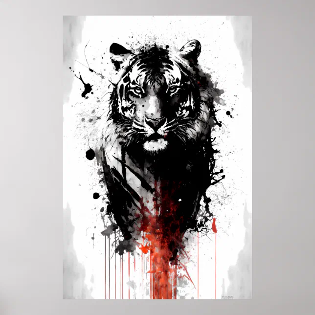 Ink Tiger Painting Poster | Zazzle