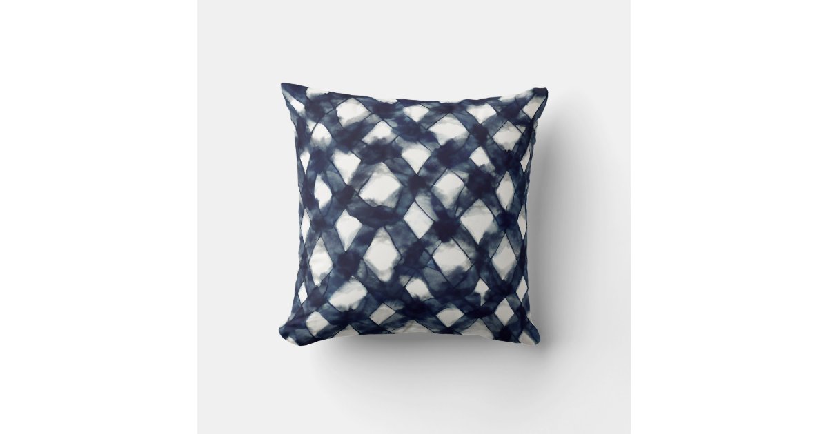 Ink Watercolor blue geometric pattern Throw Pillow | Zazzle