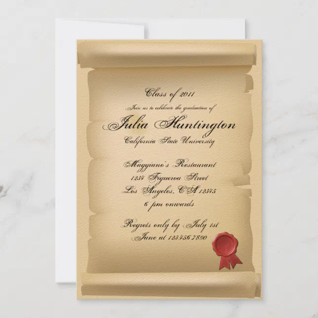 Inked Manuscript Graduation Party Invitation | Zazzle