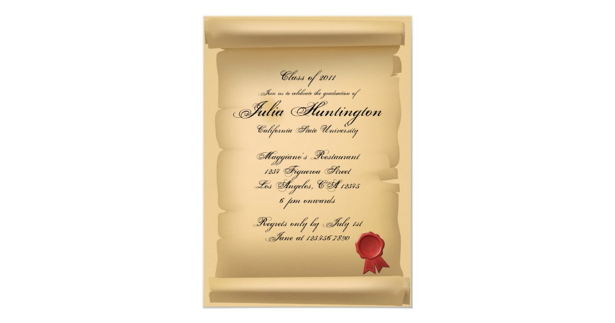 Inked Manuscript Graduation Party Invitation | Zazzle.com