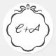 Inked Ribbons and Bow Initials Wedding Matte Classic Round Sticker | Zazzle