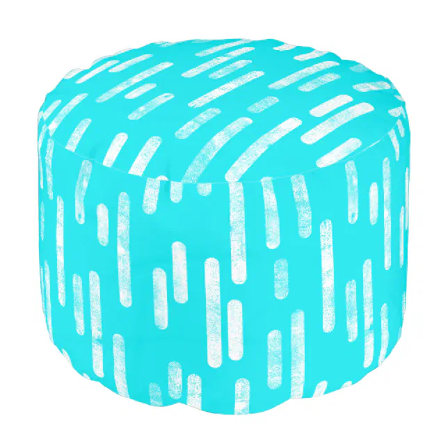 Inky Rounded Lines Pattern | Bright Blue/Turquoise Pouf | Zazzle