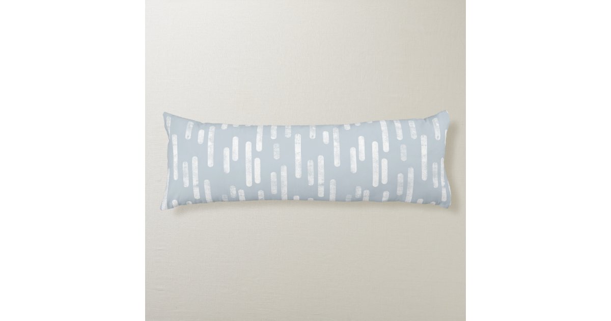 Inky Rounded Lines Pattern | White on Dusty Blue Body Pillow | Zazzle