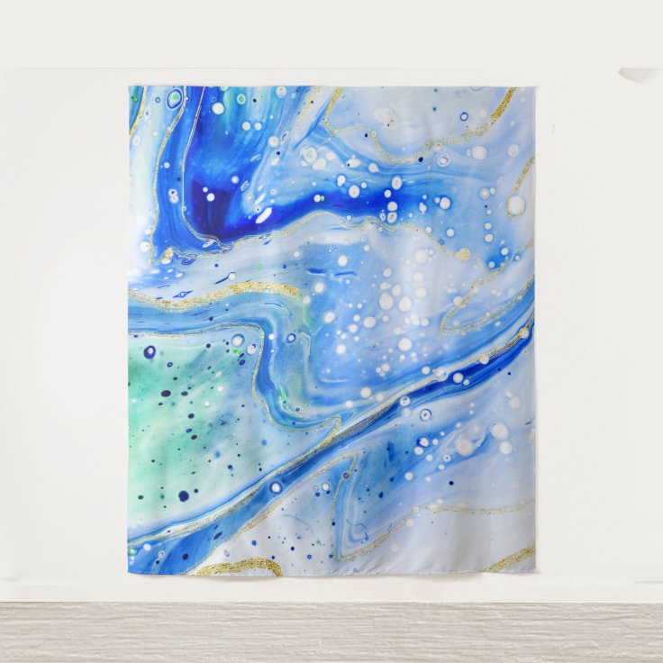 Inky Splash Blue Marble Gold Photo Booth Backdrop | Zazzle