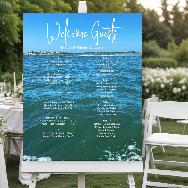 Inlet Water Casual Wedding Seating Chart Foam Board | Zazzle