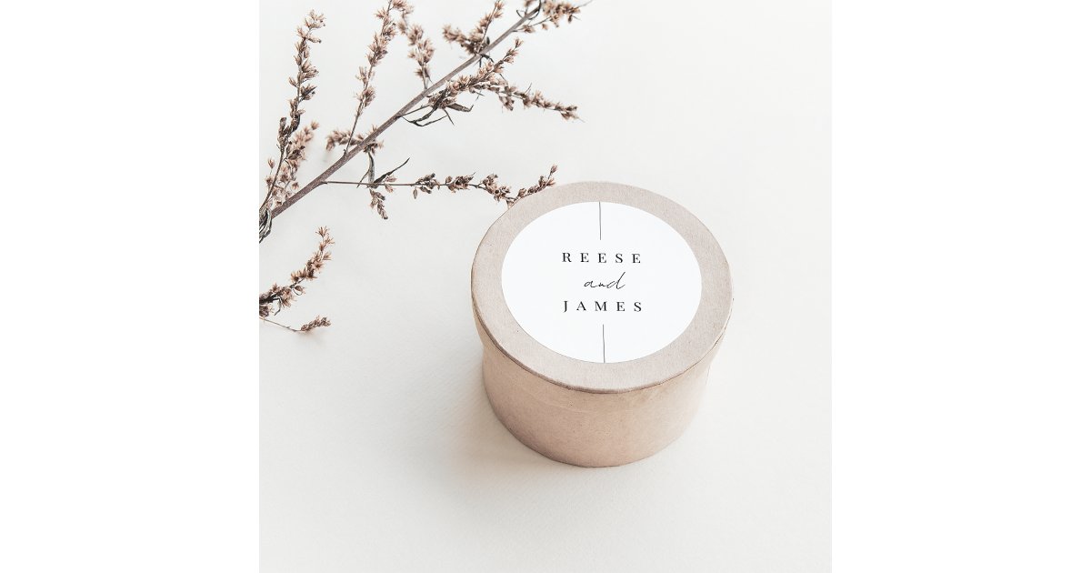 Inline | Modern Minimal Personalized Wedding Classic Round Sticker | Zazzle