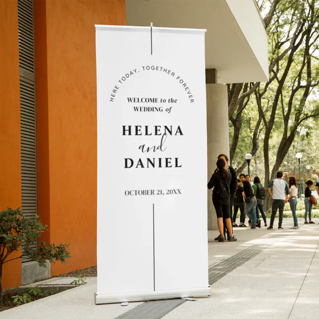 Inline | Personalized Modern Wedding Welcome Retractable Banner | Zazzle