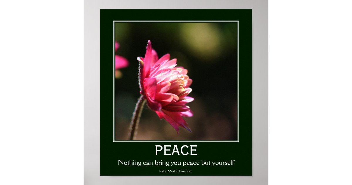 Inner Peace Flower Inspirational Quote Poster | Zazzle