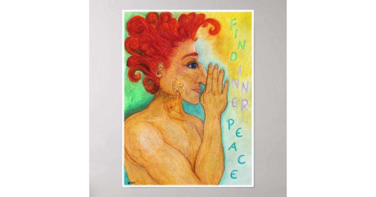 Inner Peace Poster - oil pastel drawing | Zazzle.com