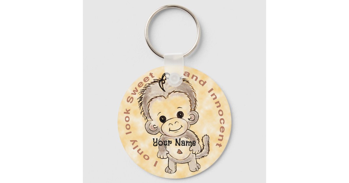 Innocent Monkey Keychain | Zazzle