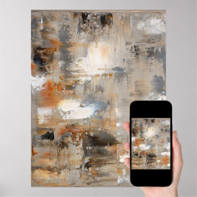 'Inquisitive' Neutral Abstract Art Poster Print | Zazzle