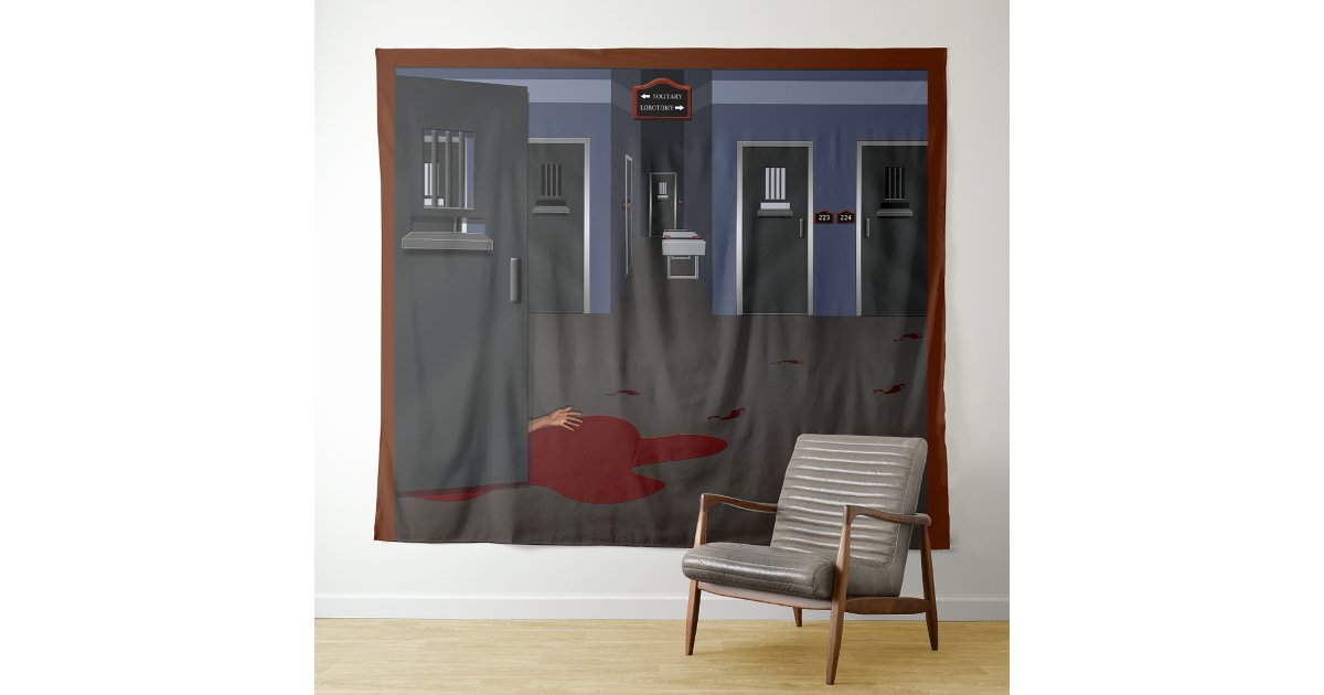Insane Asylum Corridor Halloween Backdrop | Zazzle