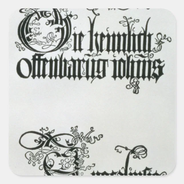 Inscriptions in Gothic script Square Sticker | Zazzle