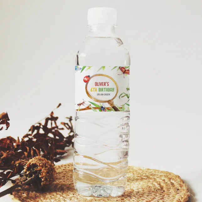 Insect Bugs Birthday Water Bottle Label | Zazzle