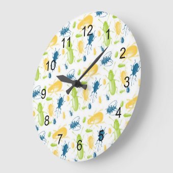Insects and bugs boy playroom bedroom nursery deco large clock | Zazzle