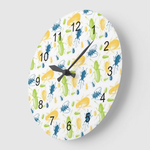 Insects and bugs boy playroom bedroom nursery deco large clock | Zazzle