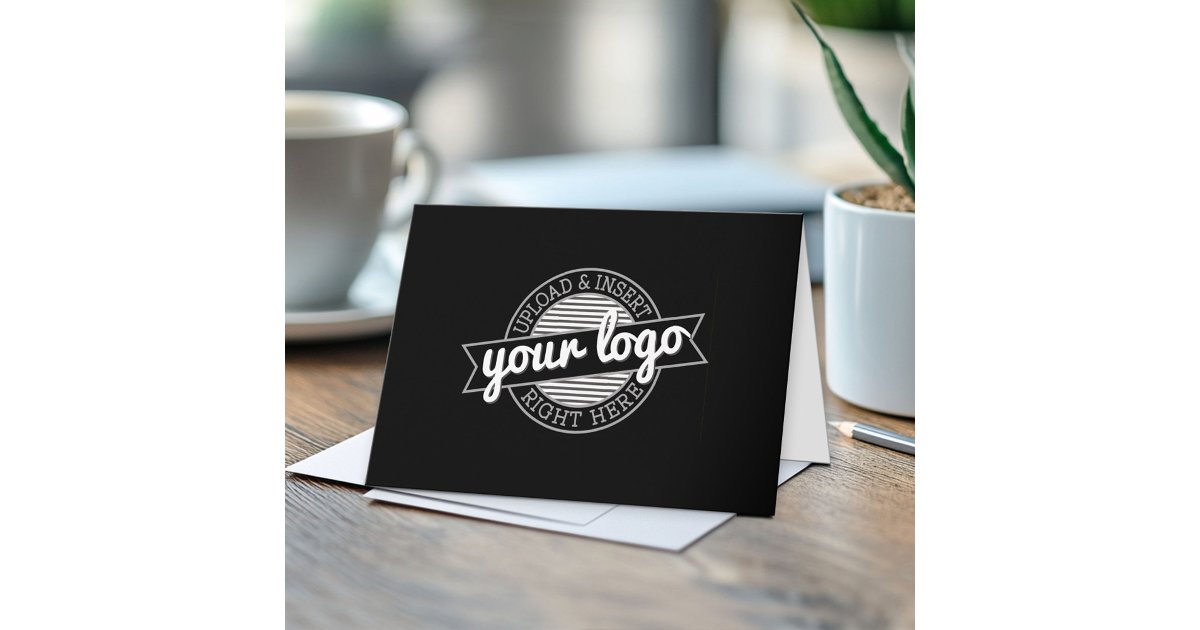 Insert Your Logo on front - QR Code Back Note Card | Zazzle