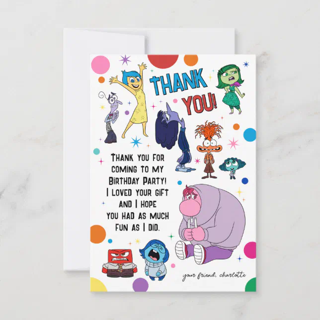 Inside Out 2 Birthday Thank You Card | Zazzle