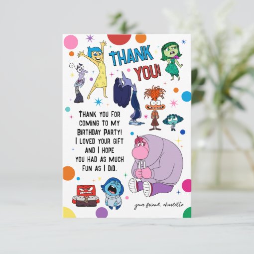Inside Out 2 Birthday Thank You Card | Zazzle