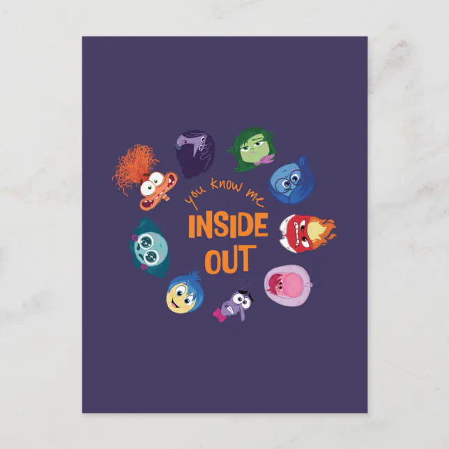 Inside Out You Know Me Inside Out Character Circle Postcard | Zazzle