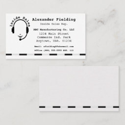 Inside Sales Representative Simple Black and White Business Card | Zazzle