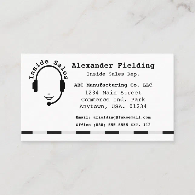 Inside Sales Representative Simple Black and White Business Card | Zazzle