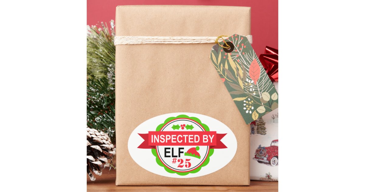 Inspected by Elf Oval Sticker | Zazzle