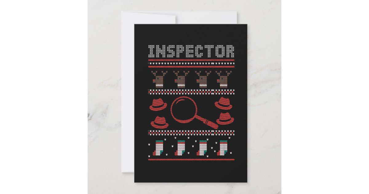 Inspector Investigator Ugly Christmas Sweater Gift Invitation | Zazzle