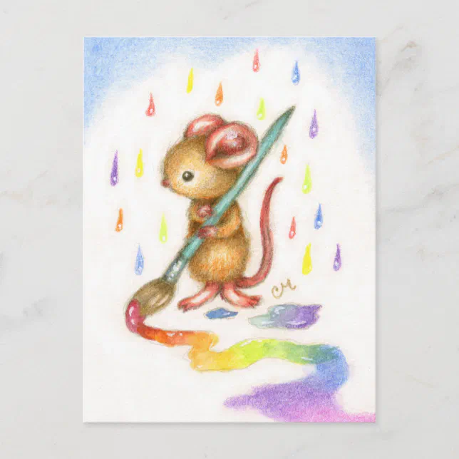 Inspiration - Cute Artist Mouse Postcard | Zazzle