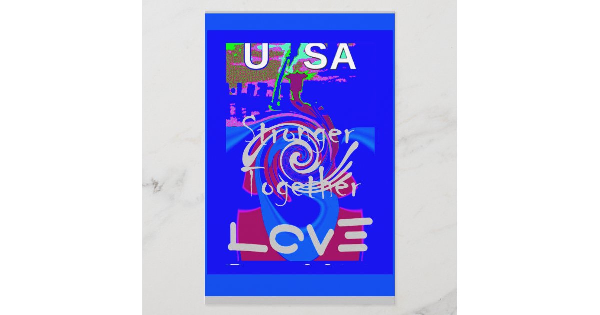 Inspiration USA We Are Stronger Together With Love Stationery | Zazzle