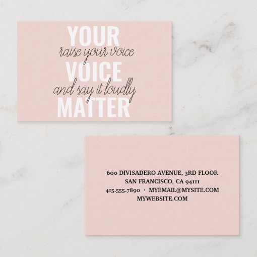 Inspiration Your Voice Matter Motivation Quote Business Card | Zazzle
