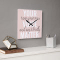 Inspiration Your Voice Matter Motivation Quote Square Wall Clock | Zazzle