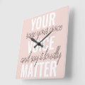 Inspiration Your Voice Matter Motivation Quote Square Wall Clock | Zazzle