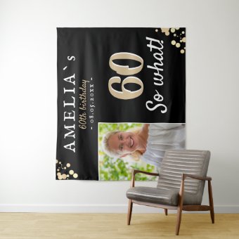 Inspirational 60th Birthday Black Photo Backdrop | Zazzle