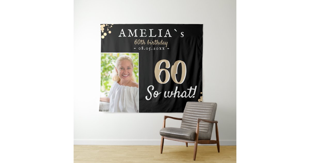 Inspirational 60th Birthday Black Photo Backdrop | Zazzle