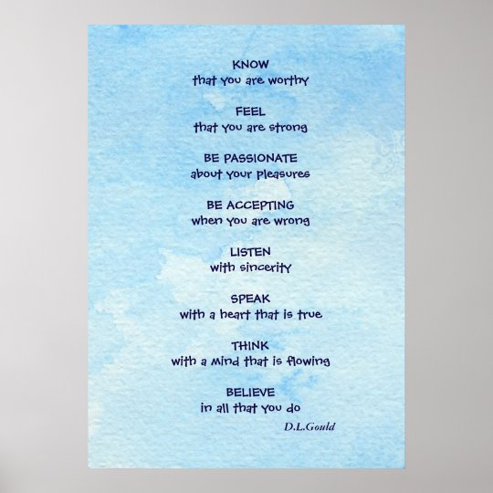Inspirational affirmation poem poster | Zazzle.com