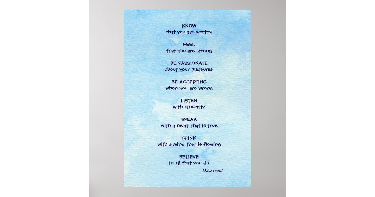 Inspirational affirmation poem poster | Zazzle