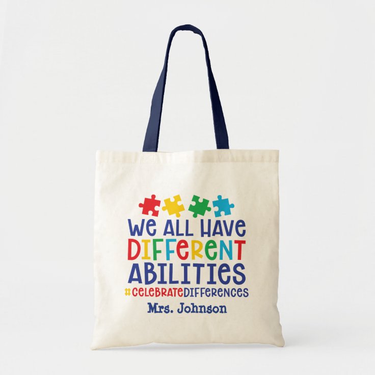 Inspirational Autism Teacher Personalized Tote Bag | Zazzle