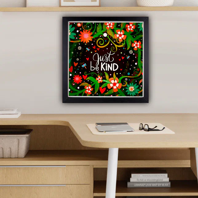 Inspirational Be Kind Quote Floral Classroom Poster | Zazzle