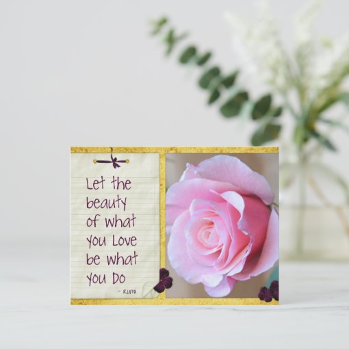 Inspirational Beauty Rumi Rose Postcard | Zazzle