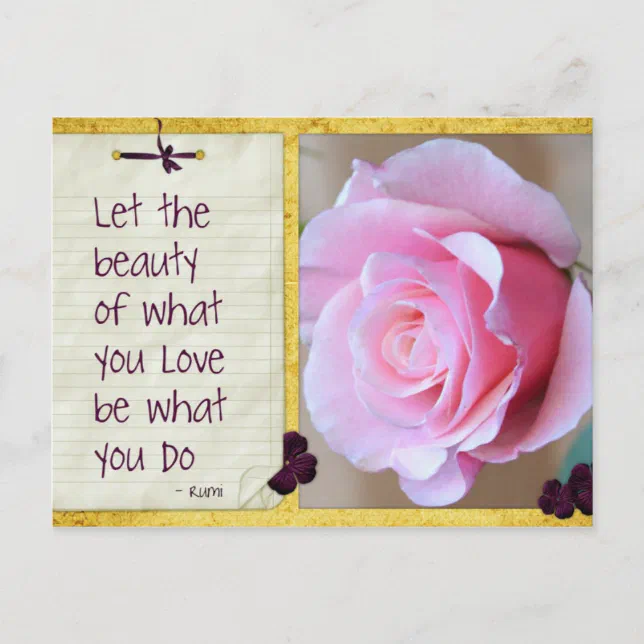 Inspirational Beauty Rumi Rose Postcard | Zazzle
