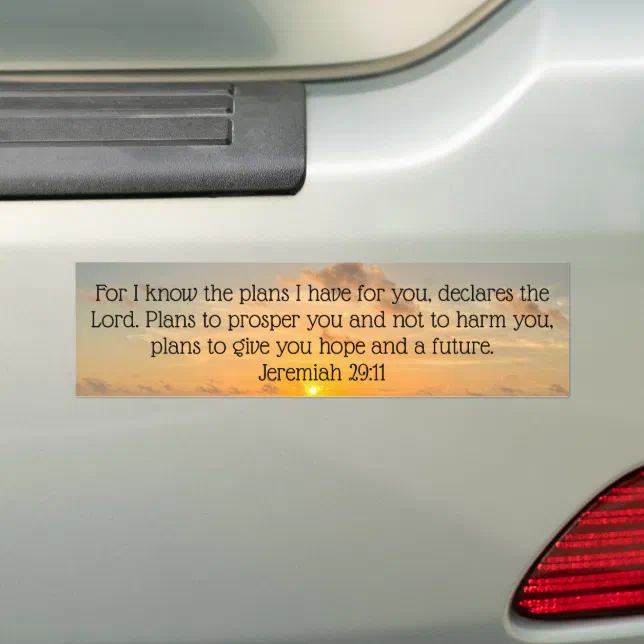 Inspirational Bible Verse Jeremiah 29:11 Sunrise Bumper Sticker | Zazzle